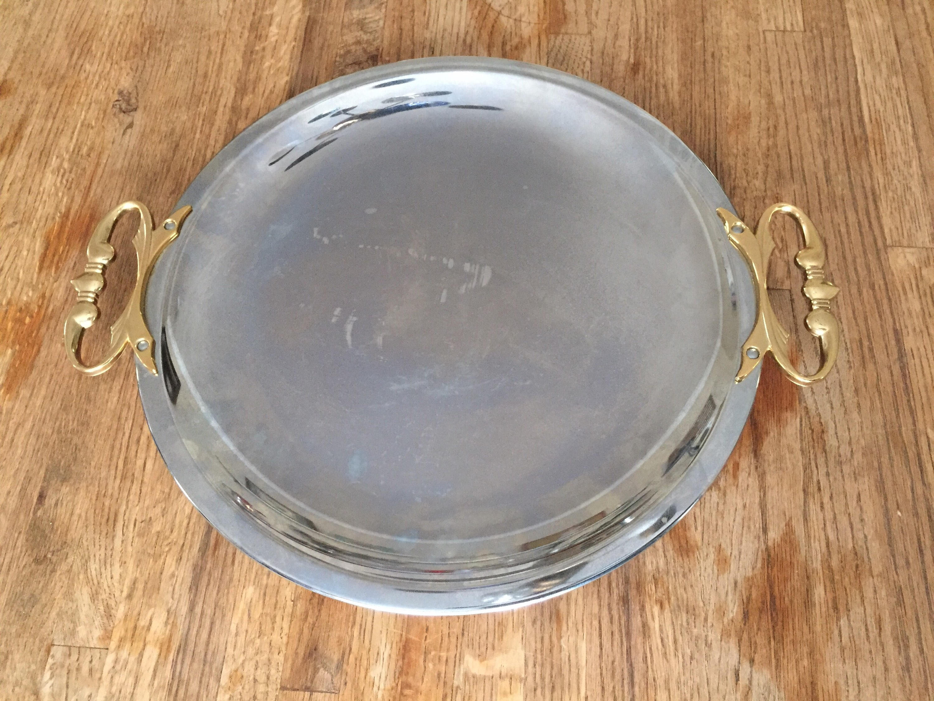 Kromex Silver and Brass Tray - Etsy
