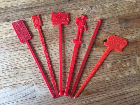 Vintage Red Cocktail Stirrers | Etsy