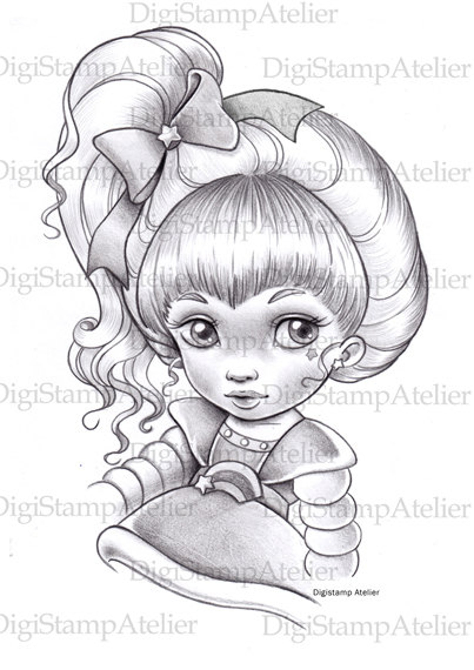 Rainbow Girl Tribute. INSTANT DOWNLOAD Digital Digi Stamps. | Etsy
