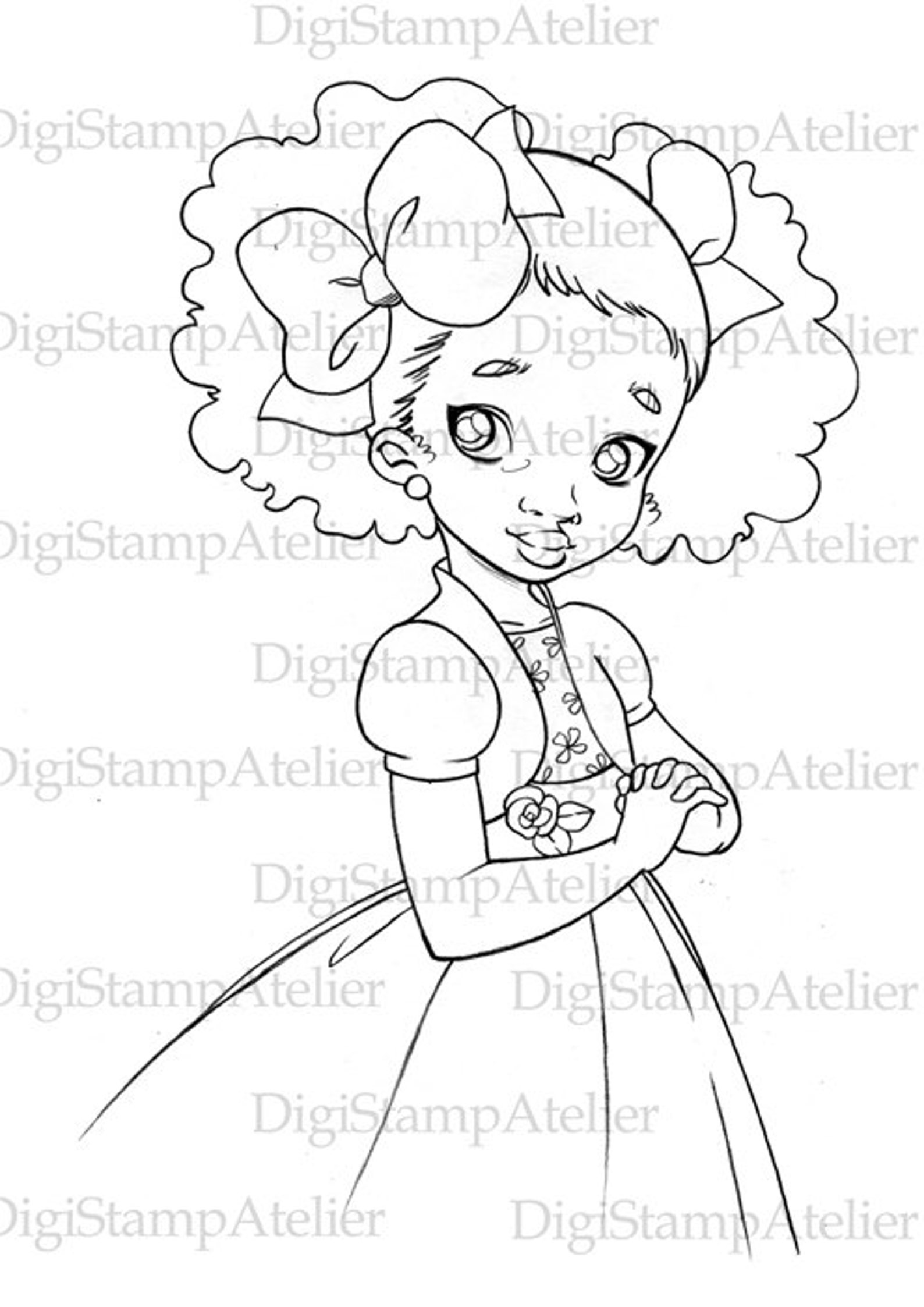 Black Girl 1. INSTANT DOWNLOAD Digital Digi Stamps. | Etsy