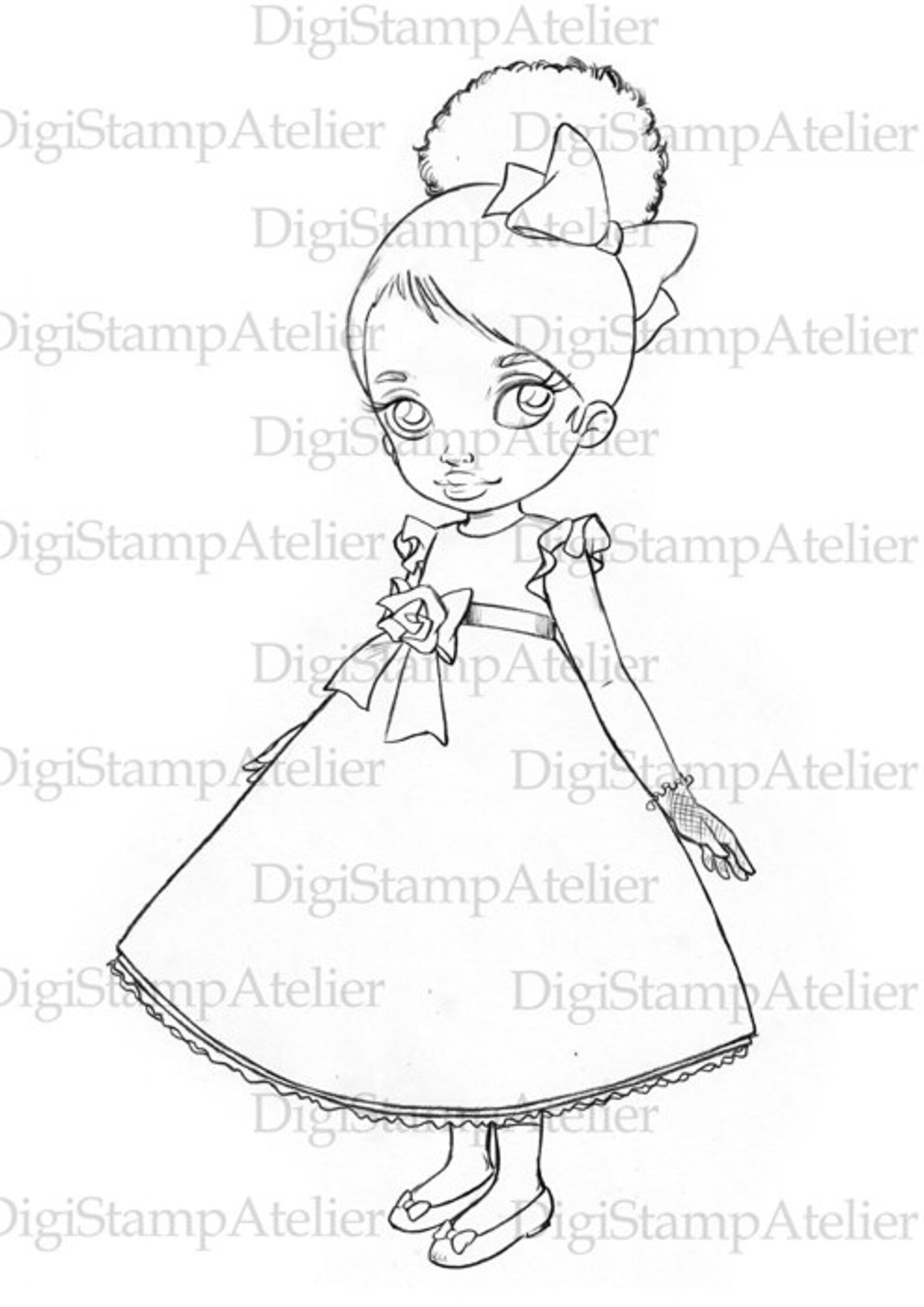 Little Black Girl. INSTANT DOWNLOAD Digital Digi Stamps. - Etsy