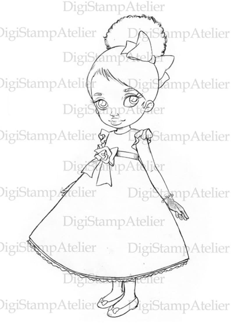 Little Black Girl. INSTANT DOWNLOAD Digital Digi Stamps. - Etsy