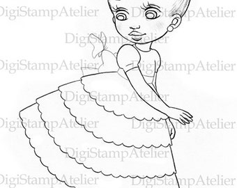 Black Little Girl 1. INSTANT DOWNLOAD Digital Digi Stamps. - Etsy