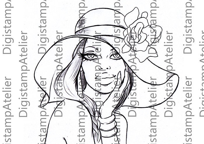 Girls Hat. INSTANT DOWNLOAD Digital Digi Stamps - Etsy