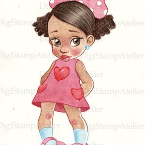 Black Little Girl 1. INSTANT DOWNLOAD Digital Digi Stamps. - Etsy