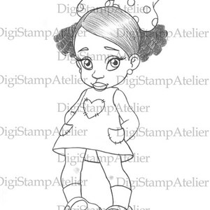 Black Little Girl 1. INSTANT DOWNLOAD Digital Digi Stamps. - Etsy