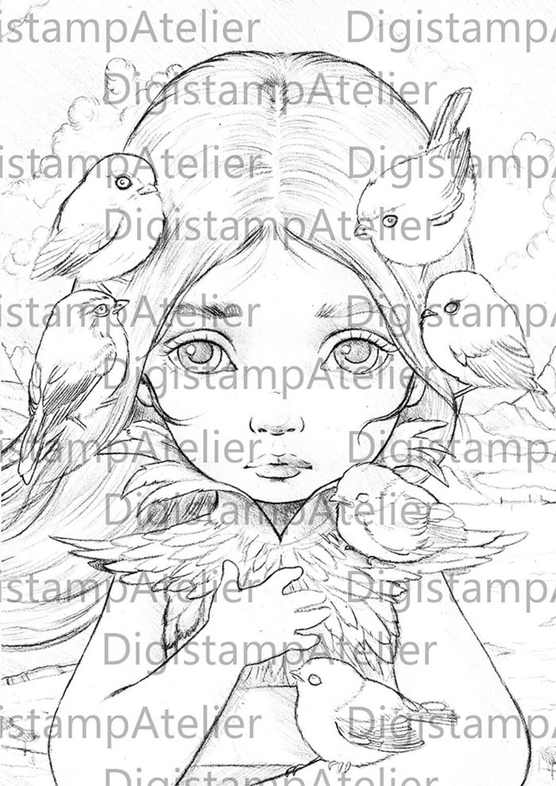 Lady Bird. INSTANT DOWNLOAD Digital Digi Stamps. - Etsy