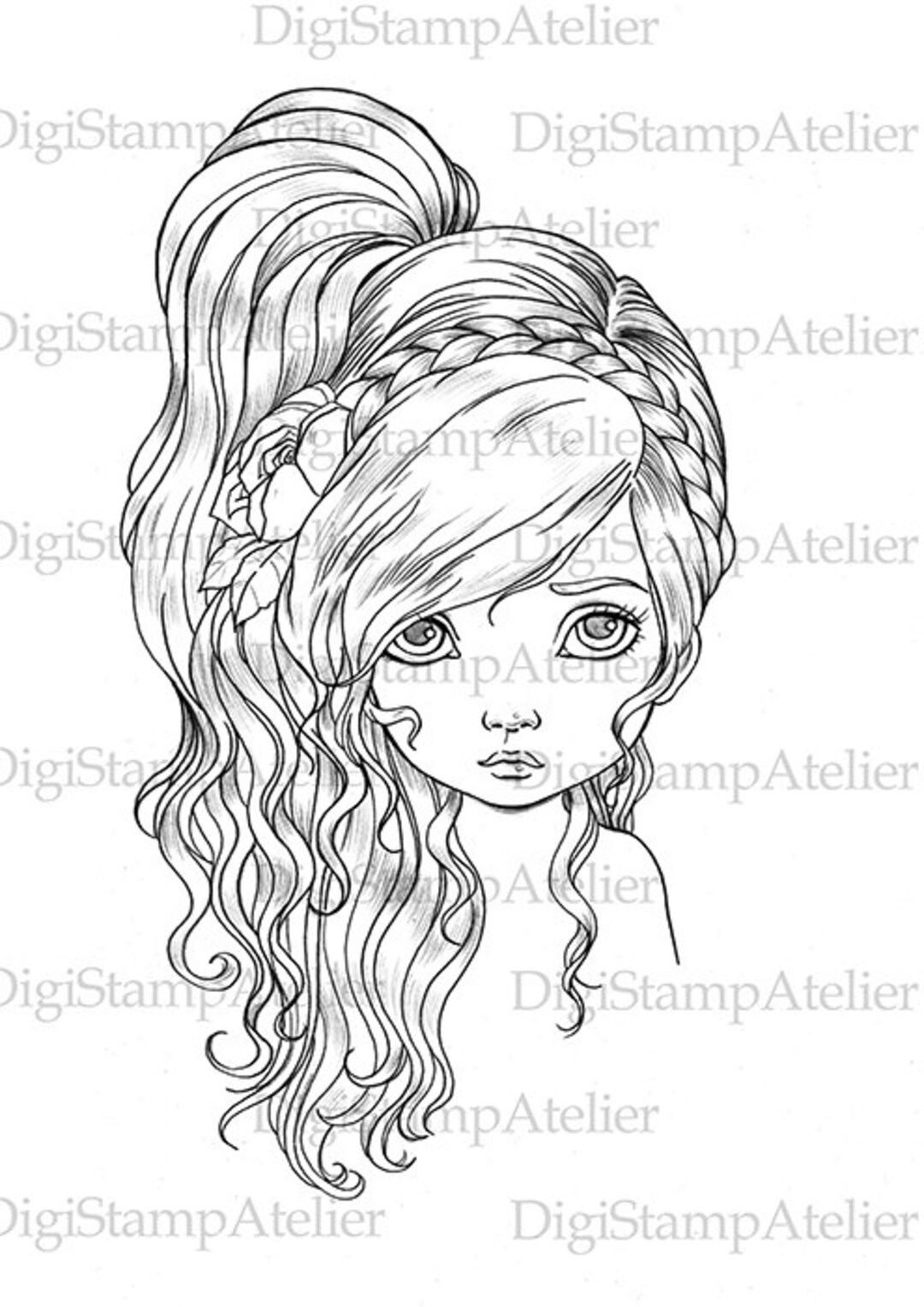 Flower Girl. INSTANT DOWNLOAD Digital Digi Stamps. - Etsy