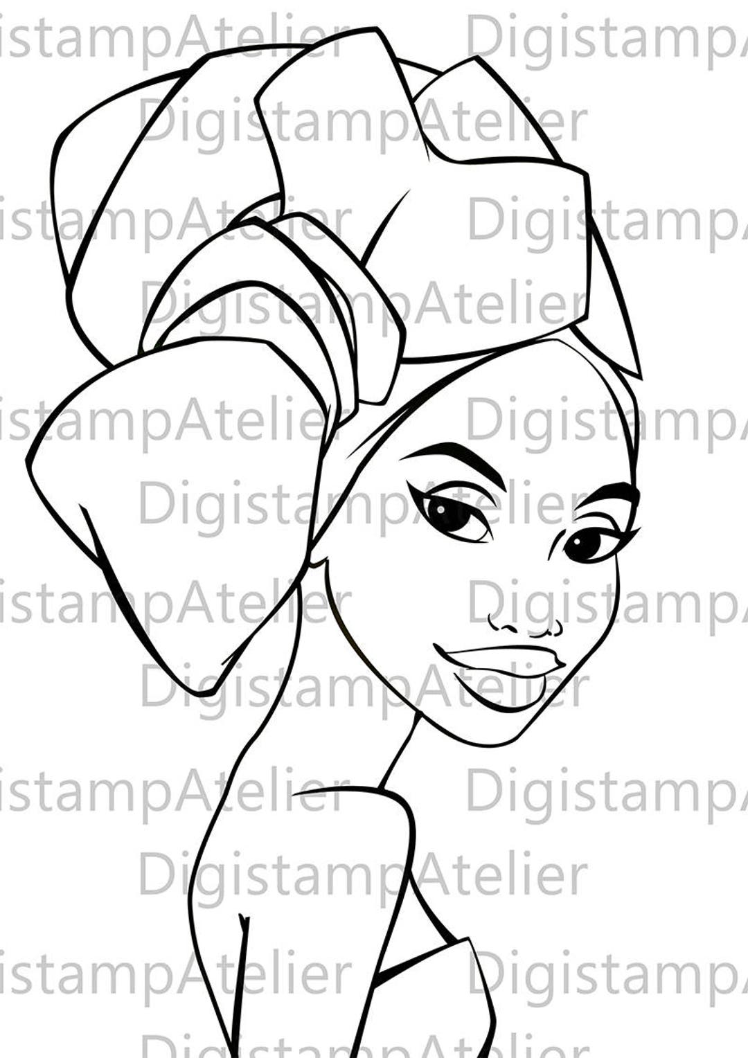 African Lady. INSTANT DOWNLOAD Digital Digi Stamps - Etsy