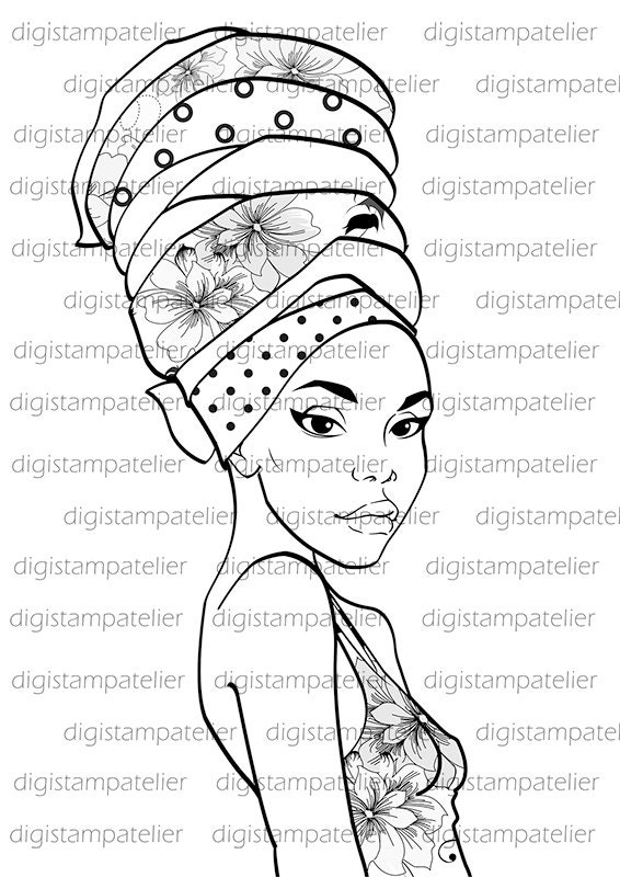 African Beauty. INSTANT DOWNLOAD Digital Digi Stamps. | Etsy