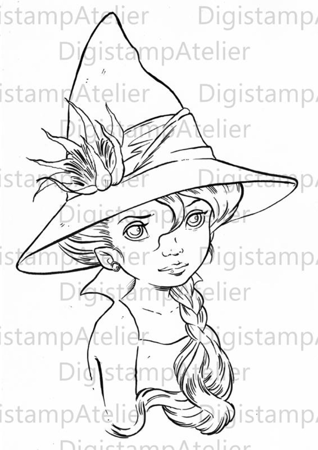 Little Witch. INSTANT DOWNLOAD Digital Digi Stamps - Etsy