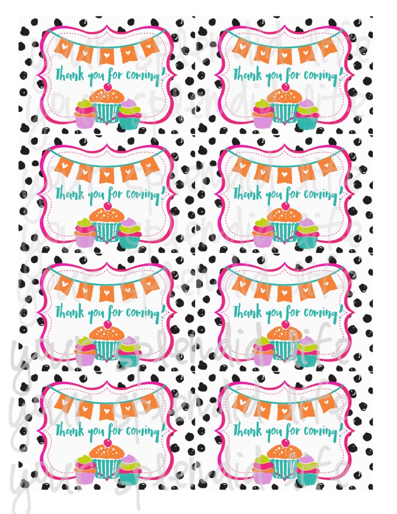 Cupcake Birthday Party Favor Tags - Etsy