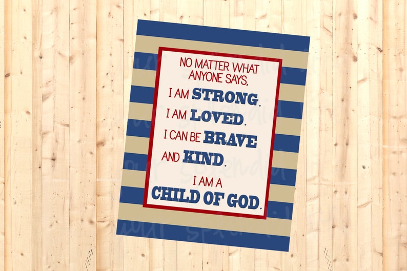 I Am Strong, Loved, Brave and Kind Child of God 8 X 10 Print for Boy - Etsy