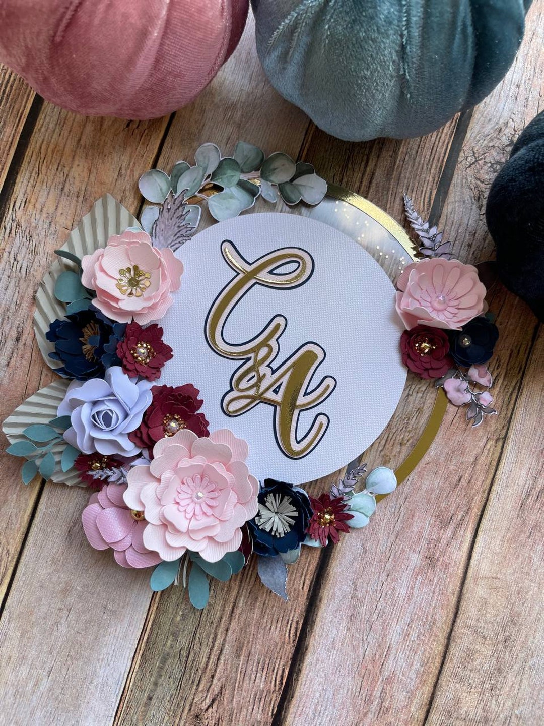 Wedding Cake Topper/ Wedding Paper Flowers/ Wedding Flowers Cake Topper ...