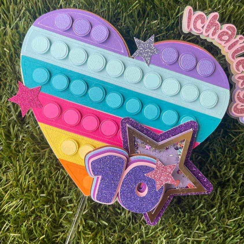 Pop It Cake Topper Pop It Star Pop It Birthday Cake Topper Pop It Heart ...