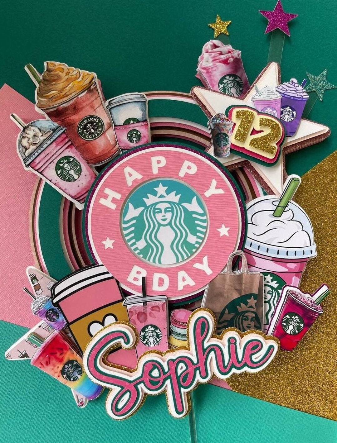 Frappy Birthday Frappuccino Cake Topper Starbucks Cake Topper