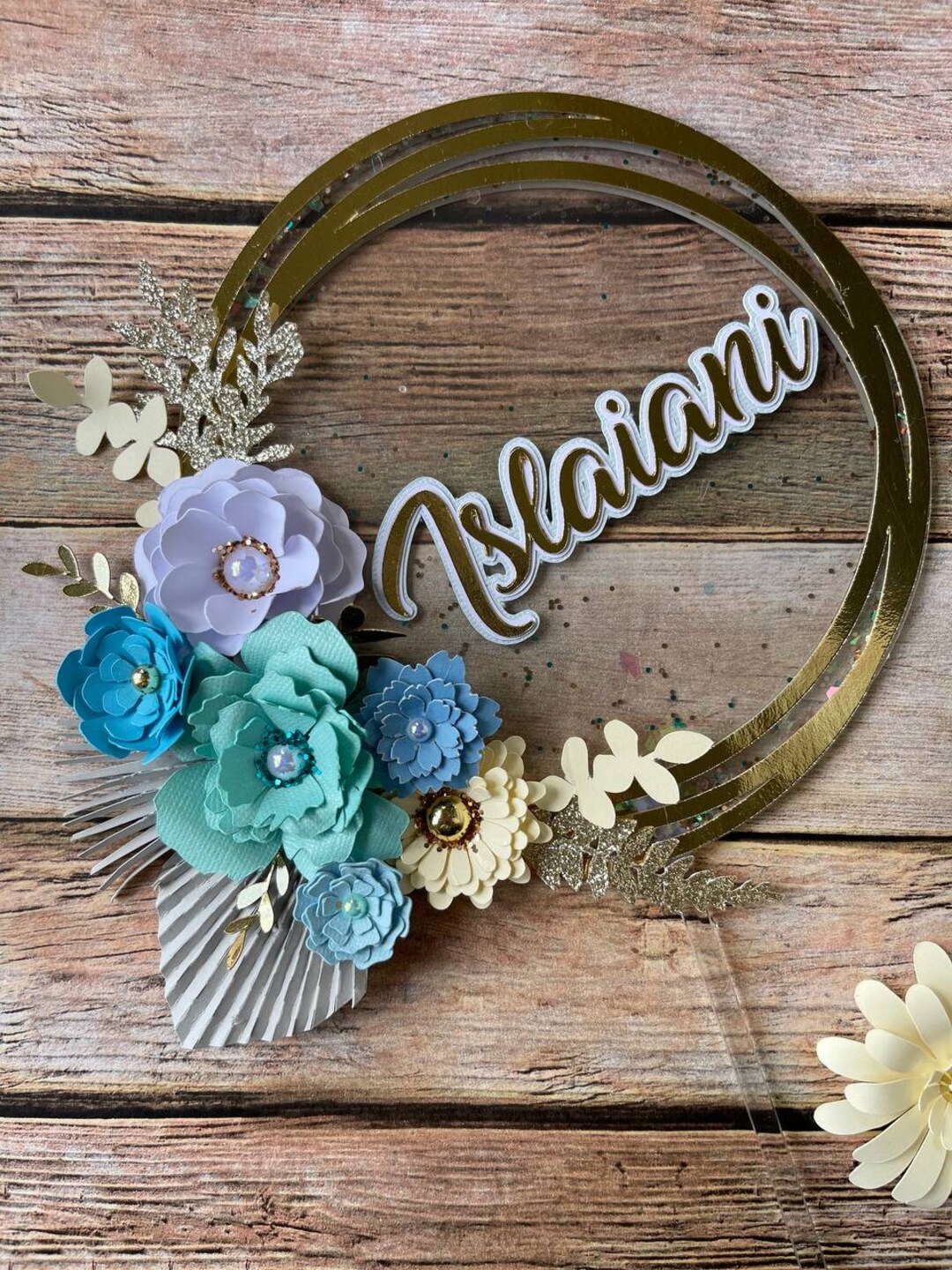 Flower Cake Topper/paper Flowers Topper/ Flower Cake Topper/blue Flower ...