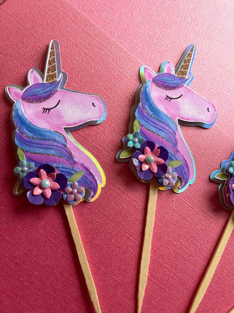 Unicorn Cupcake Toppers/ Cupcake Toppers/ Unicorn Mini - Etsy