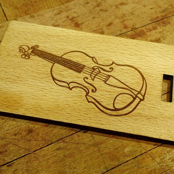 Violin Fiddle Beautiful Wooden ID Name Tag Custom Made With - Etsy