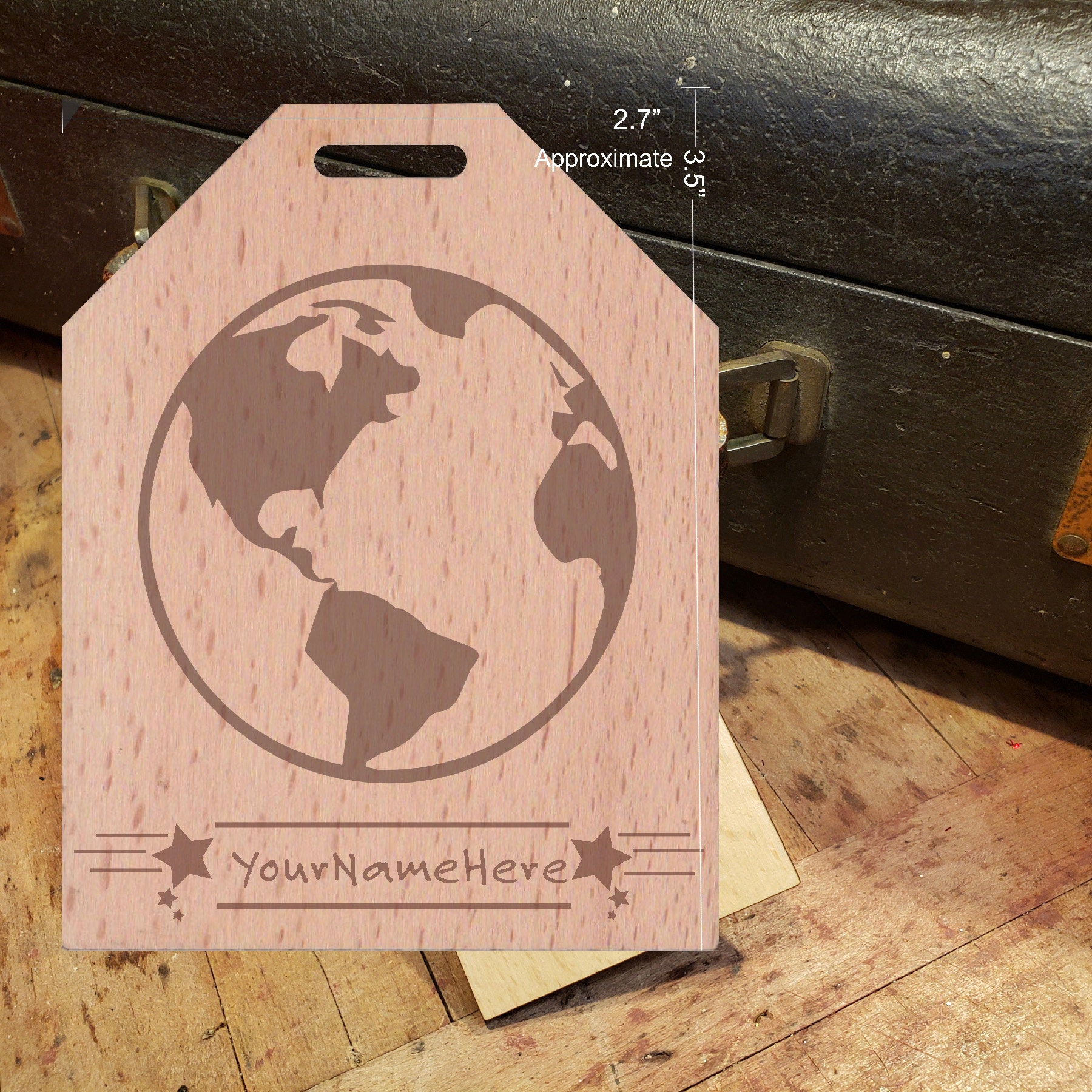 BOLD Children's Globe Name Tag Beautiful Wooden ID Name Tag Custom Made ...