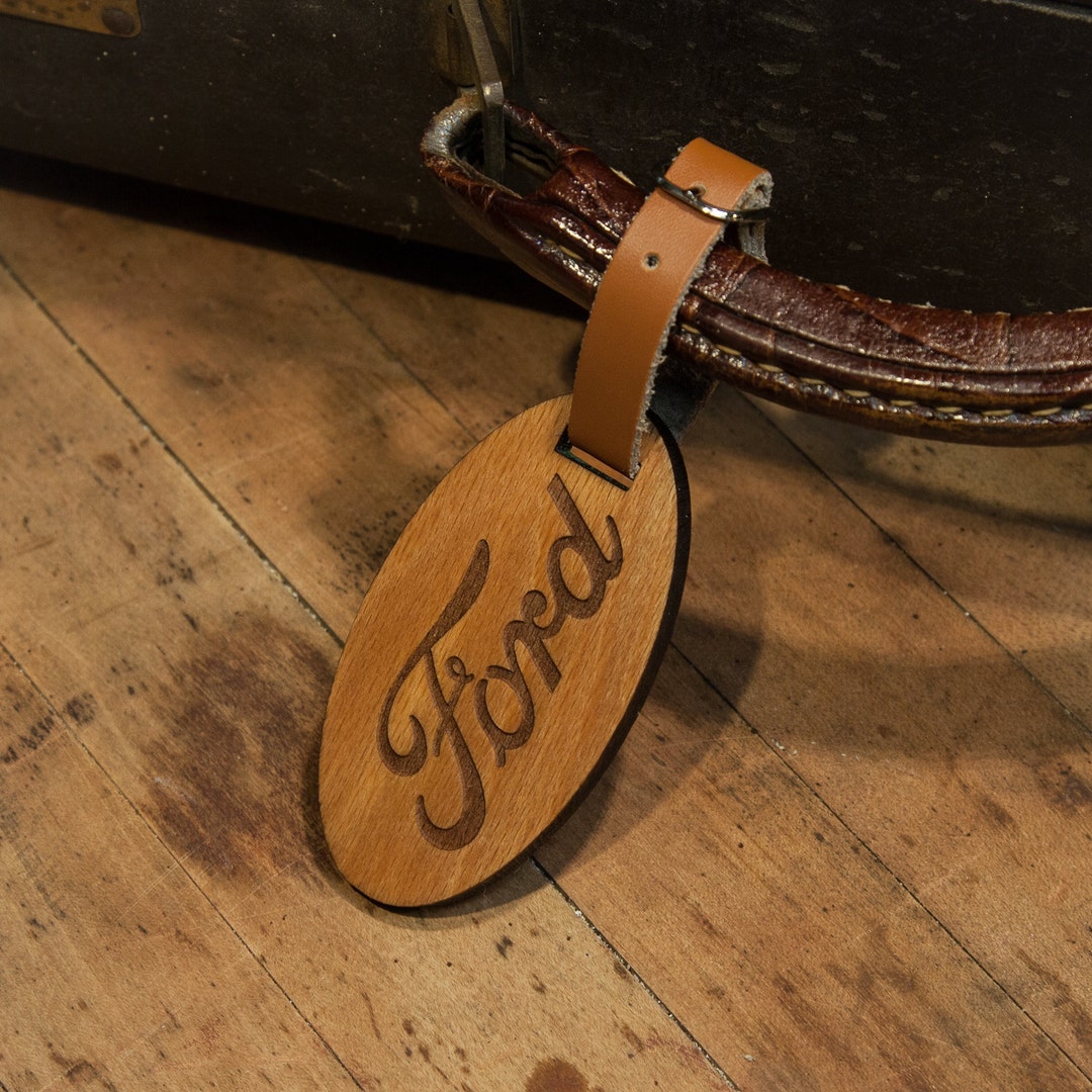 Classic Ford Logo - Beautiful Wooden ID Name Tag Custom Made With Your ...