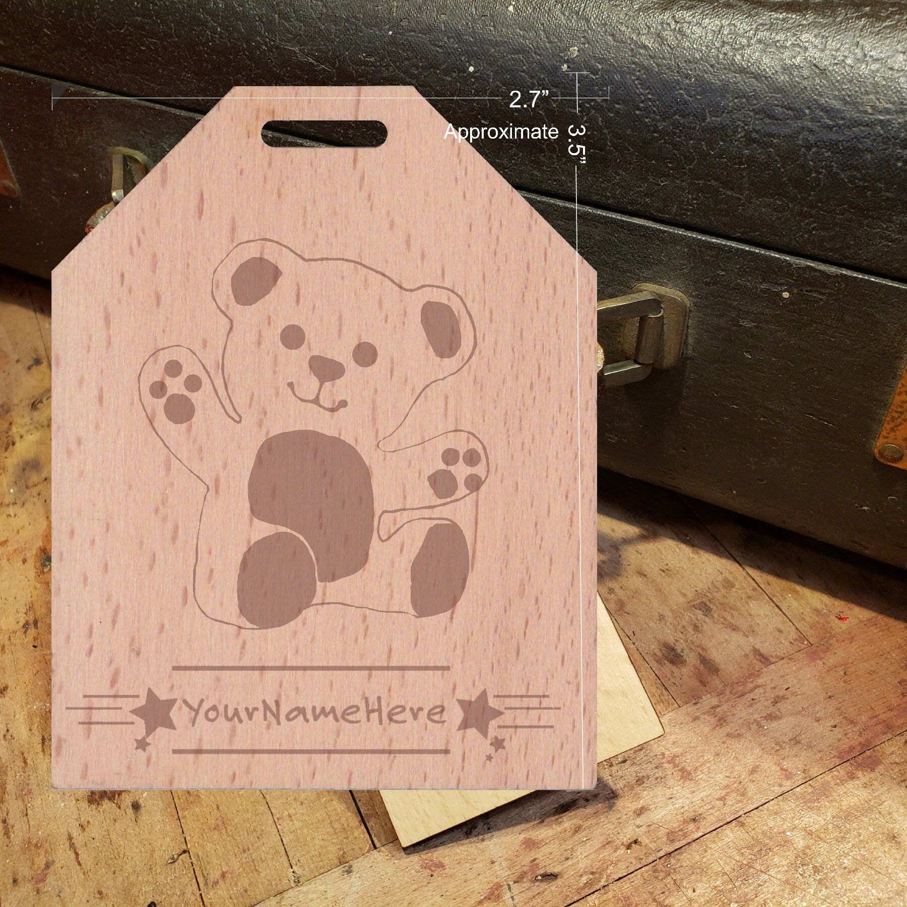 BOLD Children's Teddy Bear Name Tag - Beautiful Wooden ID Name Tag ...