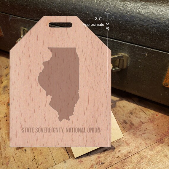 BOLD Illinois State Motto Beautiful Wooden ID Name Tag | Etsy