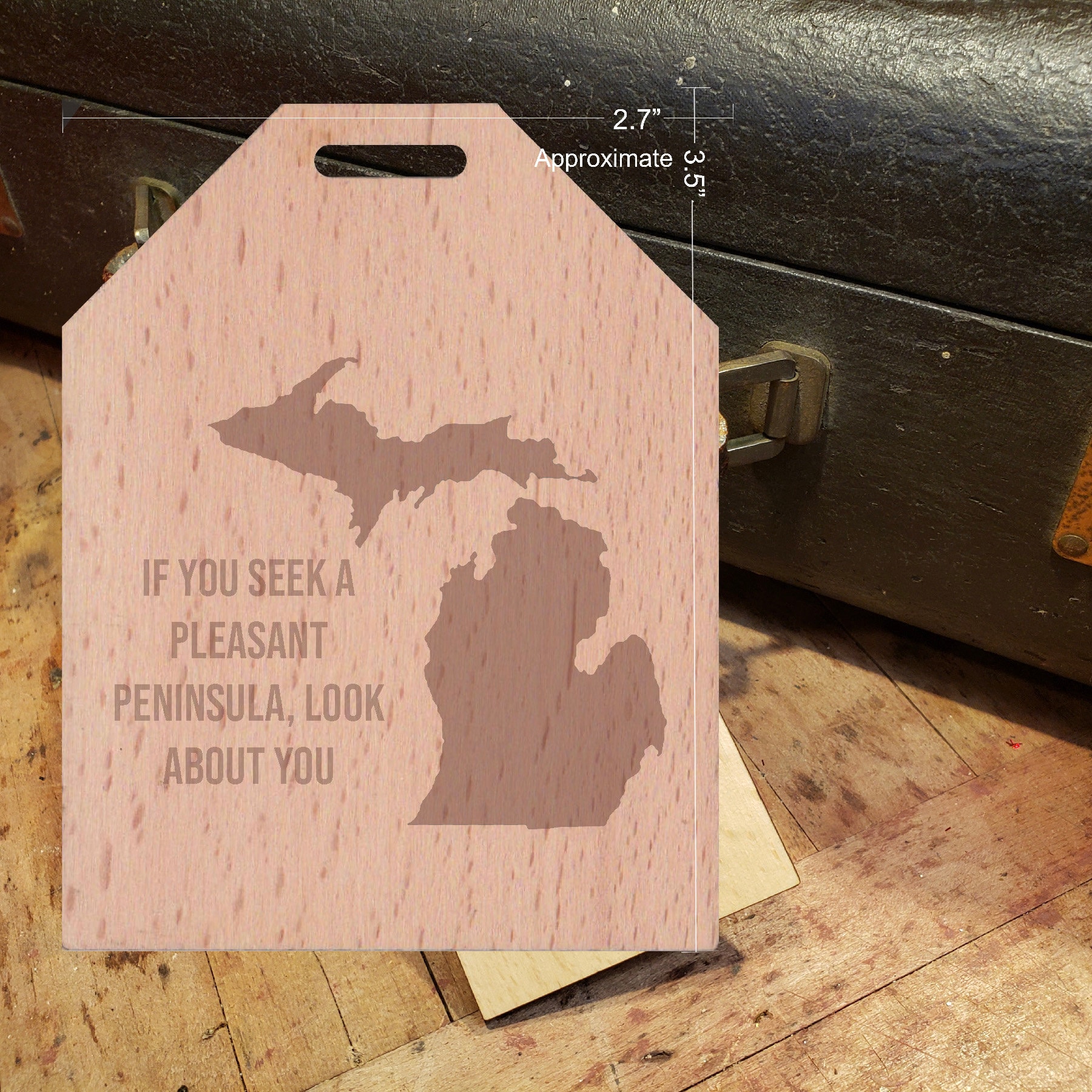 BOLD Michigan State Motto - Beautiful Wooden ID Name Tag Custom Made ...