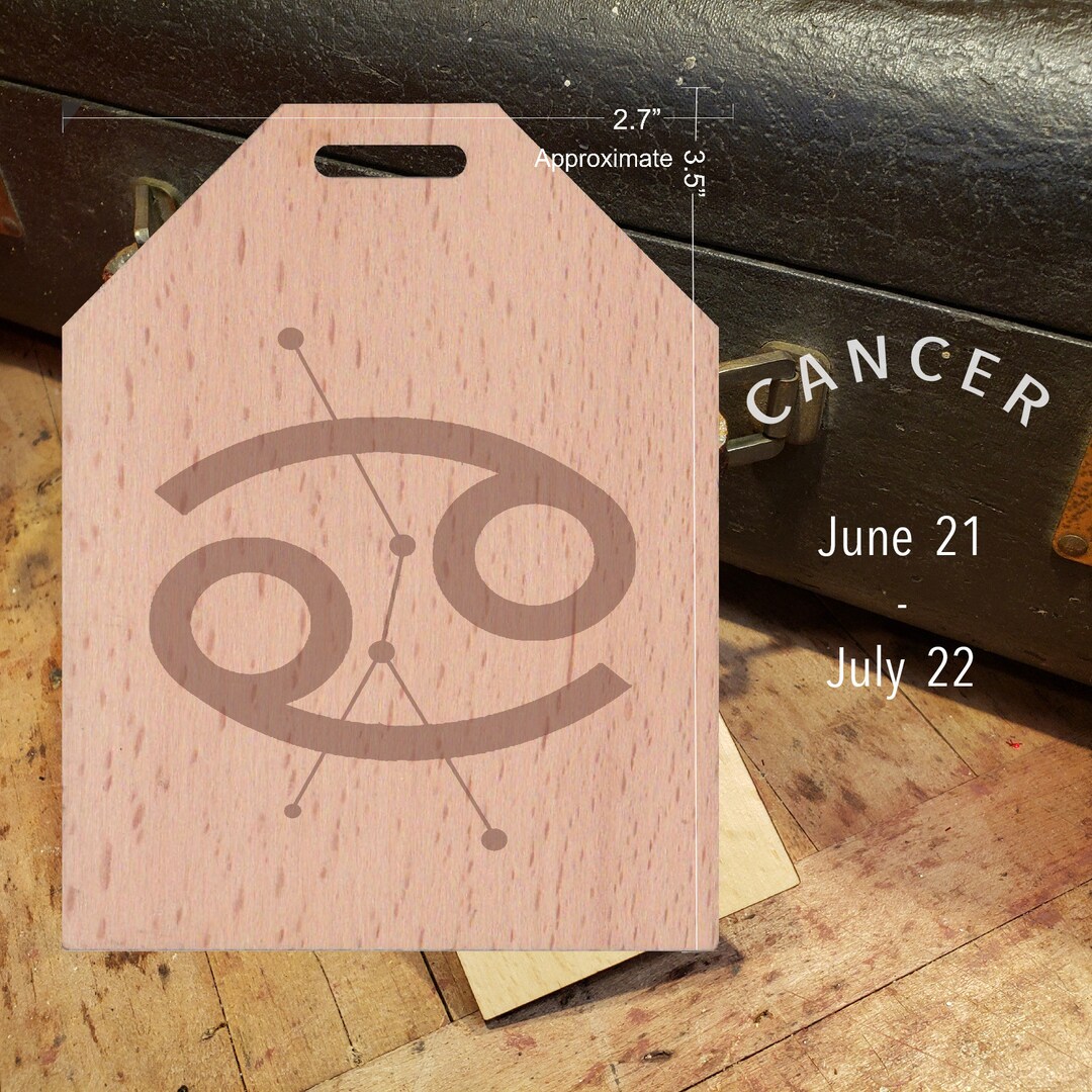 BOLD Cancer Astrology Sign Beautiful Wooden ID Name Tag - Etsy