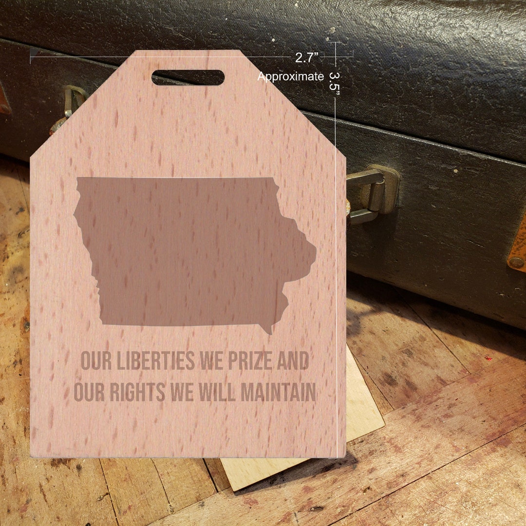 BOLD Iowa State Motto - Beautiful Wooden ID Name Tag Custom Made With ...