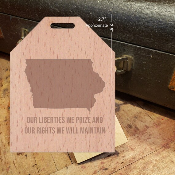 BOLD Iowa State Motto Beautiful Wooden ID Name Tag Custom | Etsy