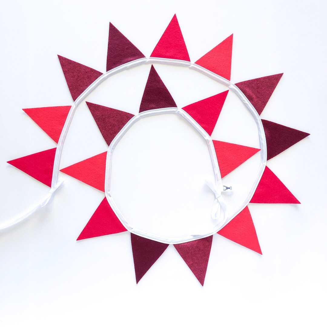 Red Felt Pennant Bunting Banner, Red Triangle Pennant Flag Garland, Red ...