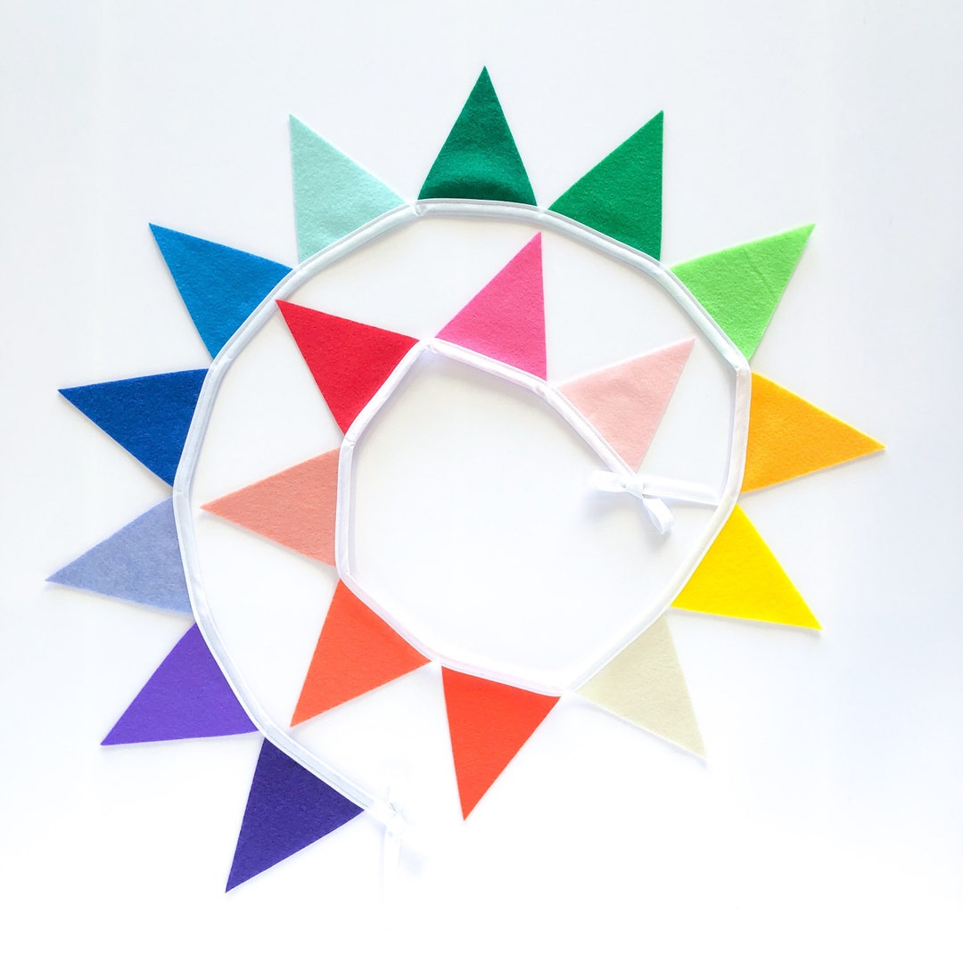 Rainbow Felt Bunting, Color Wheel Banner, Playroom Decoration, Rainbow ...