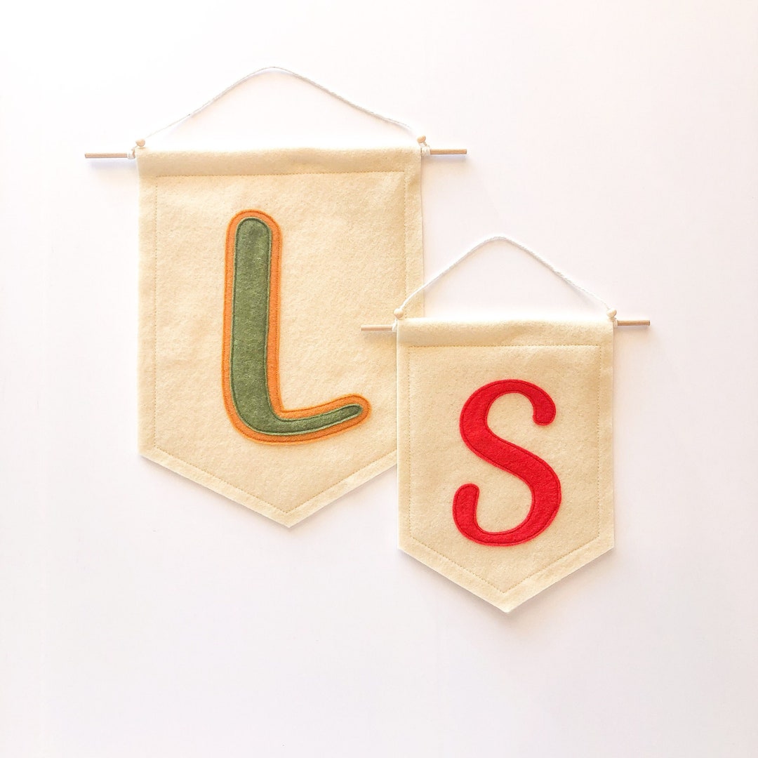 Custom Color Initial Name Pennant Flag, Initial Wall Decor, Monogram ...