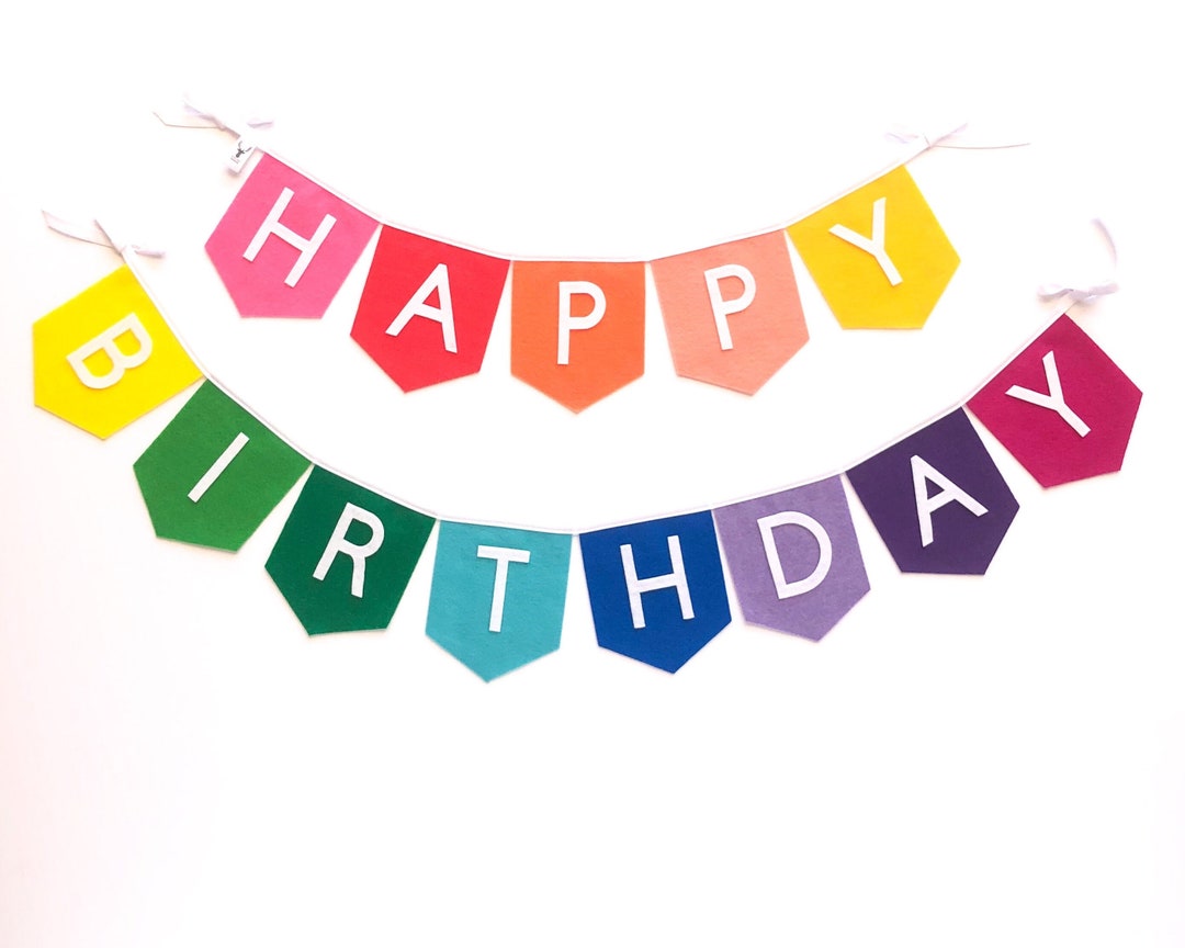 Custom Color Square Happy Birthday Flag Garland, Birthday Pennant ...