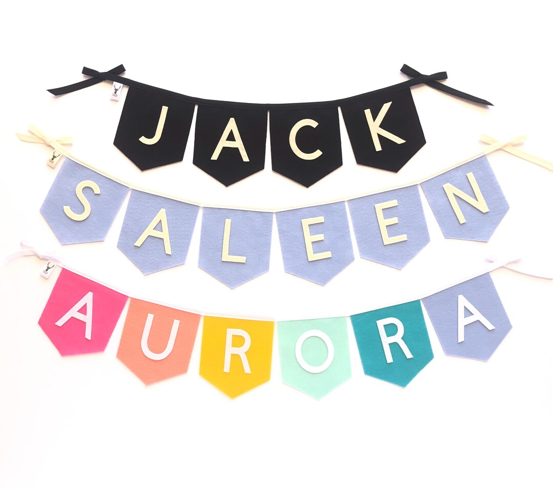 Personalized Name Flag Banner Bunting, Square Pennant Garland, Custom ...