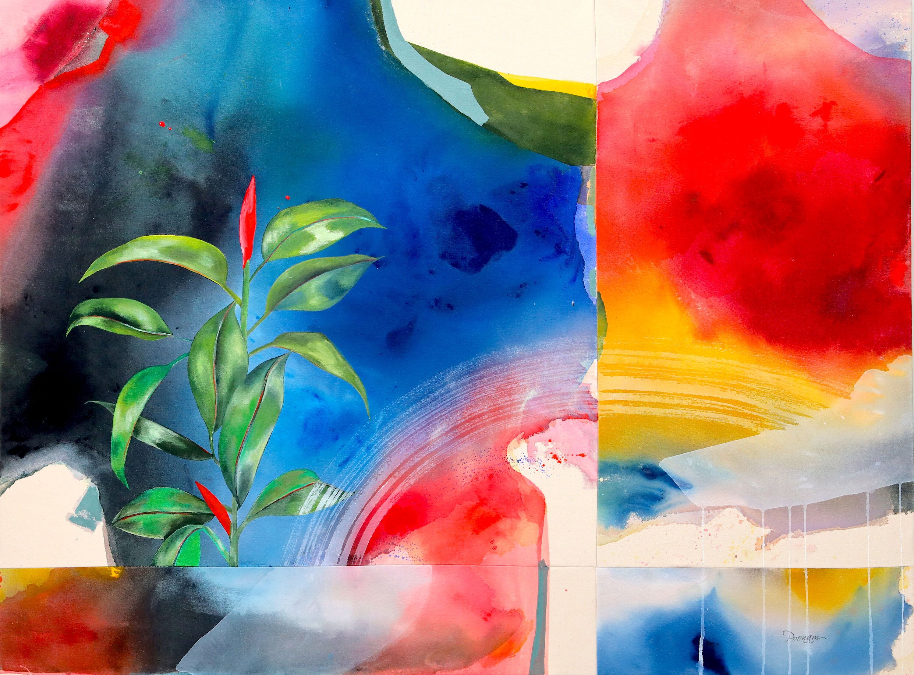 Large Botanical Art, Leaf Plant Tree Painting, Impressionism Art ...