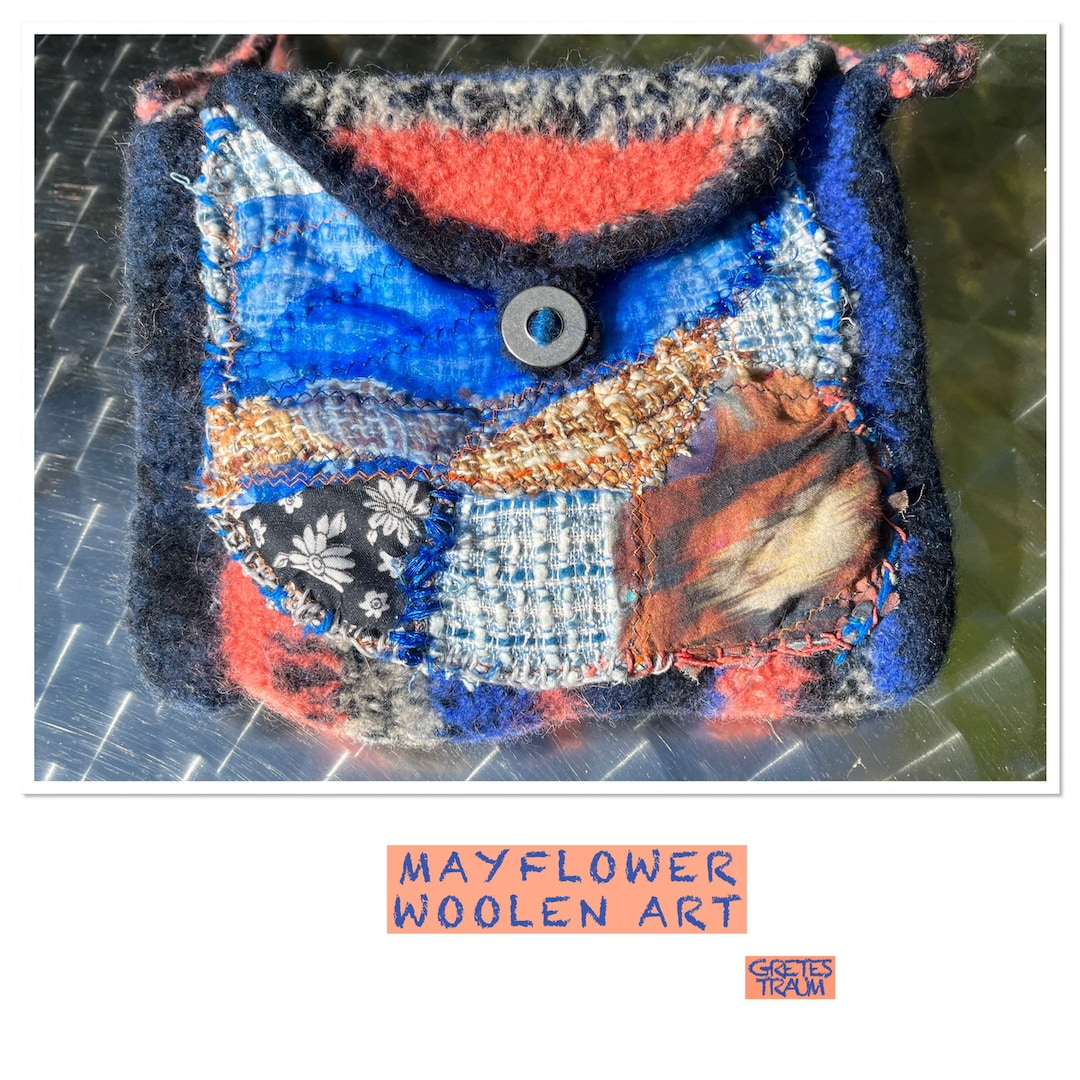 Bag, Unique Handmade, Orange Blue, Boho, MAYFLOWER, Unique Art, Gifts ...