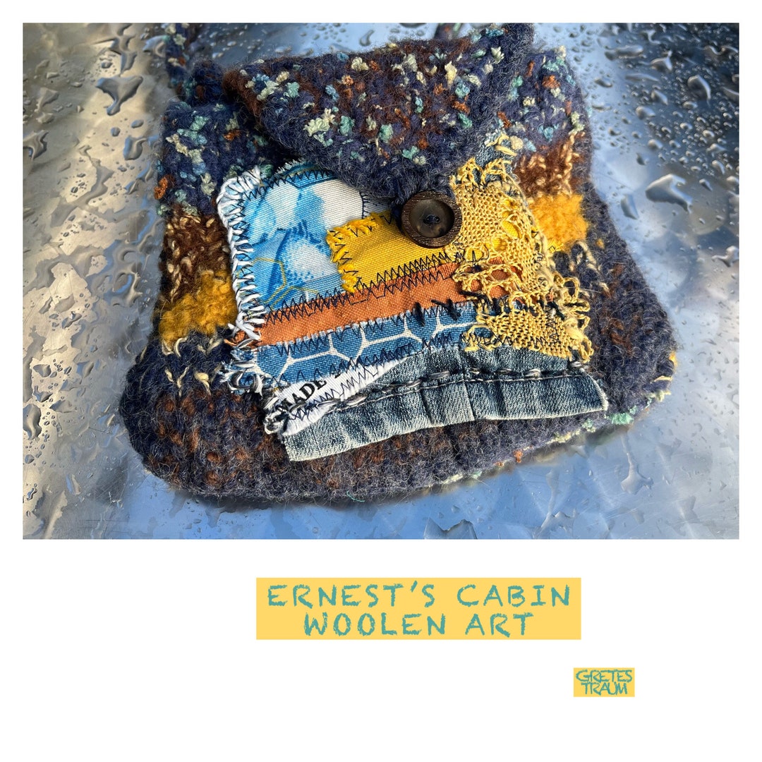Bag, Unique Handmade, Boho, Blue Yellow, ERNEST’S CABIN, Cell Phone Case, Unique Art, Homage ...