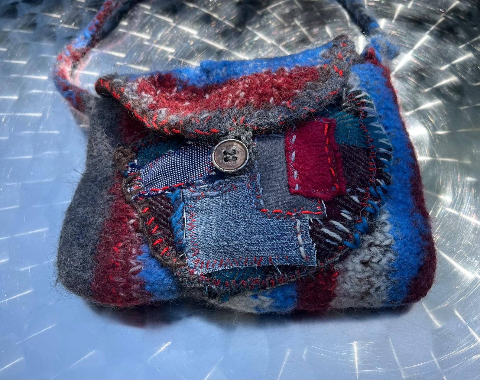 Bag, Blue and Red, Boho, Structures, Unique Handmade Item, Unique Art ...