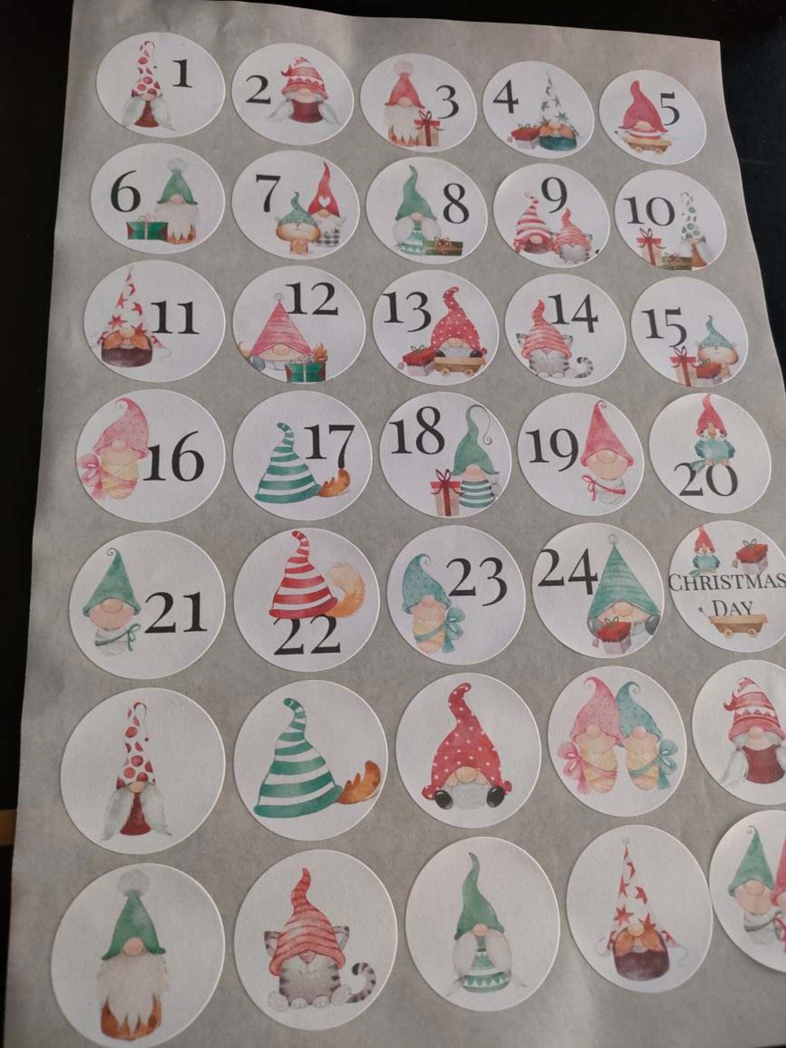 Christmas Advent Stickers 3.7cm Cute Gnome Theme Number - Etsy