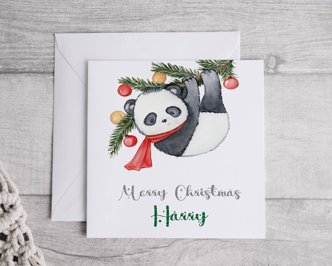 Hanging Panda Christmas Card | Special Childs Card | Fun Gift Card ...