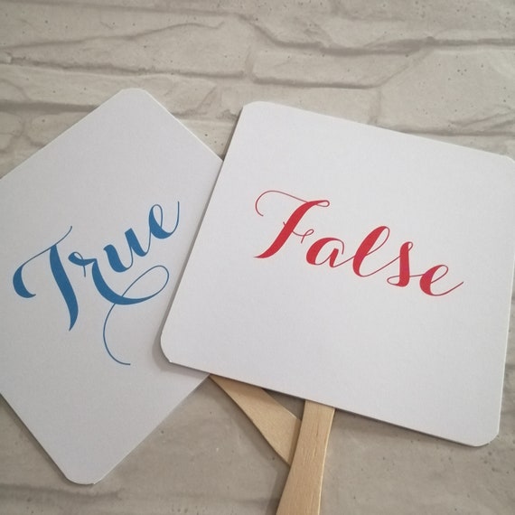 True or False Game Paddle Fan Royal Blue/ Red Fun Wedding - Etsy UK