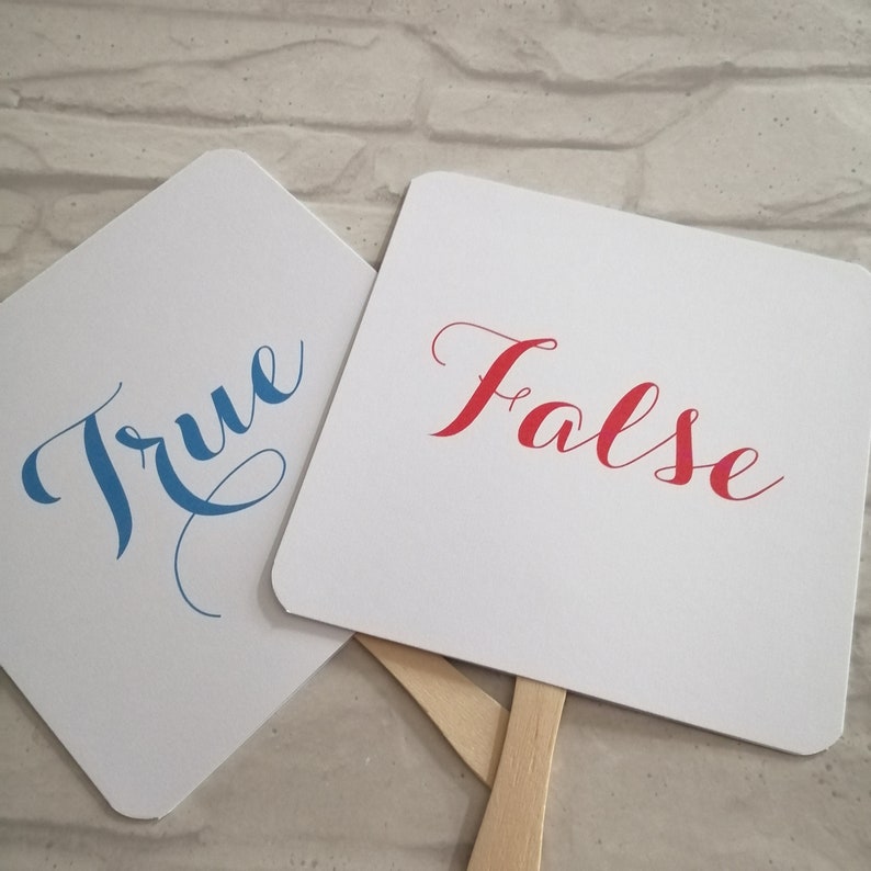 True or False Game Paddle Fan Royal Blue/ Red Fun Wedding | Etsy