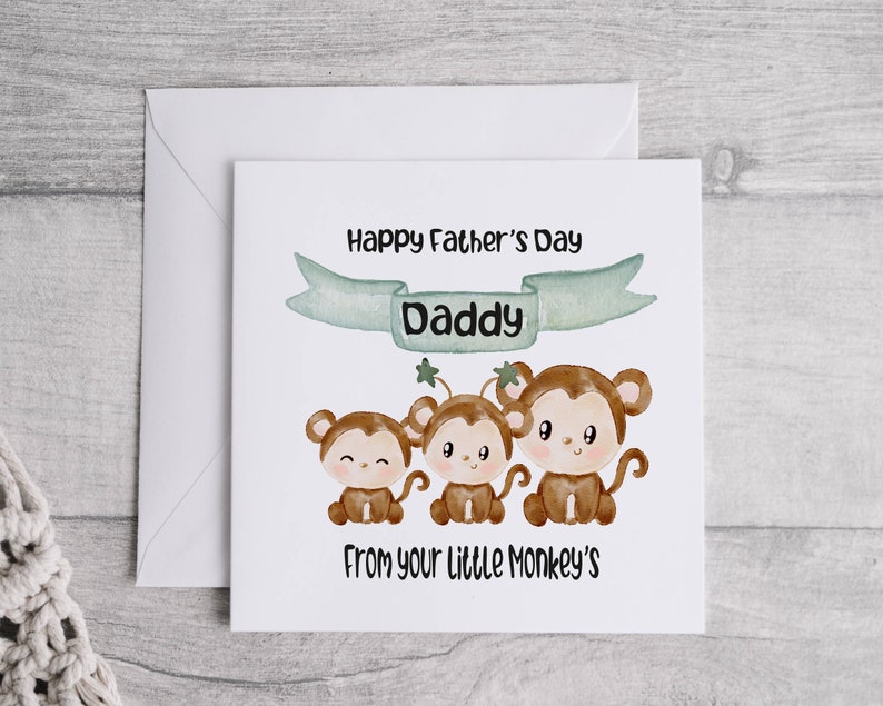 Personalized Father's Day Card: 3 Little Monkeys Daddy Card - Etsy