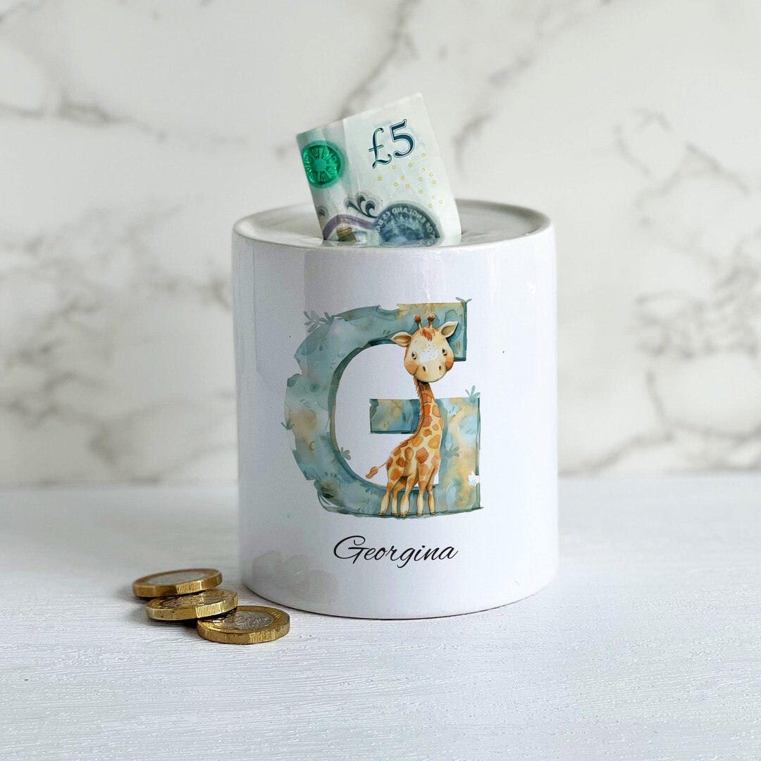 Personalized Safari Animal Money Box: Ceramic Childs Gift - Etsy