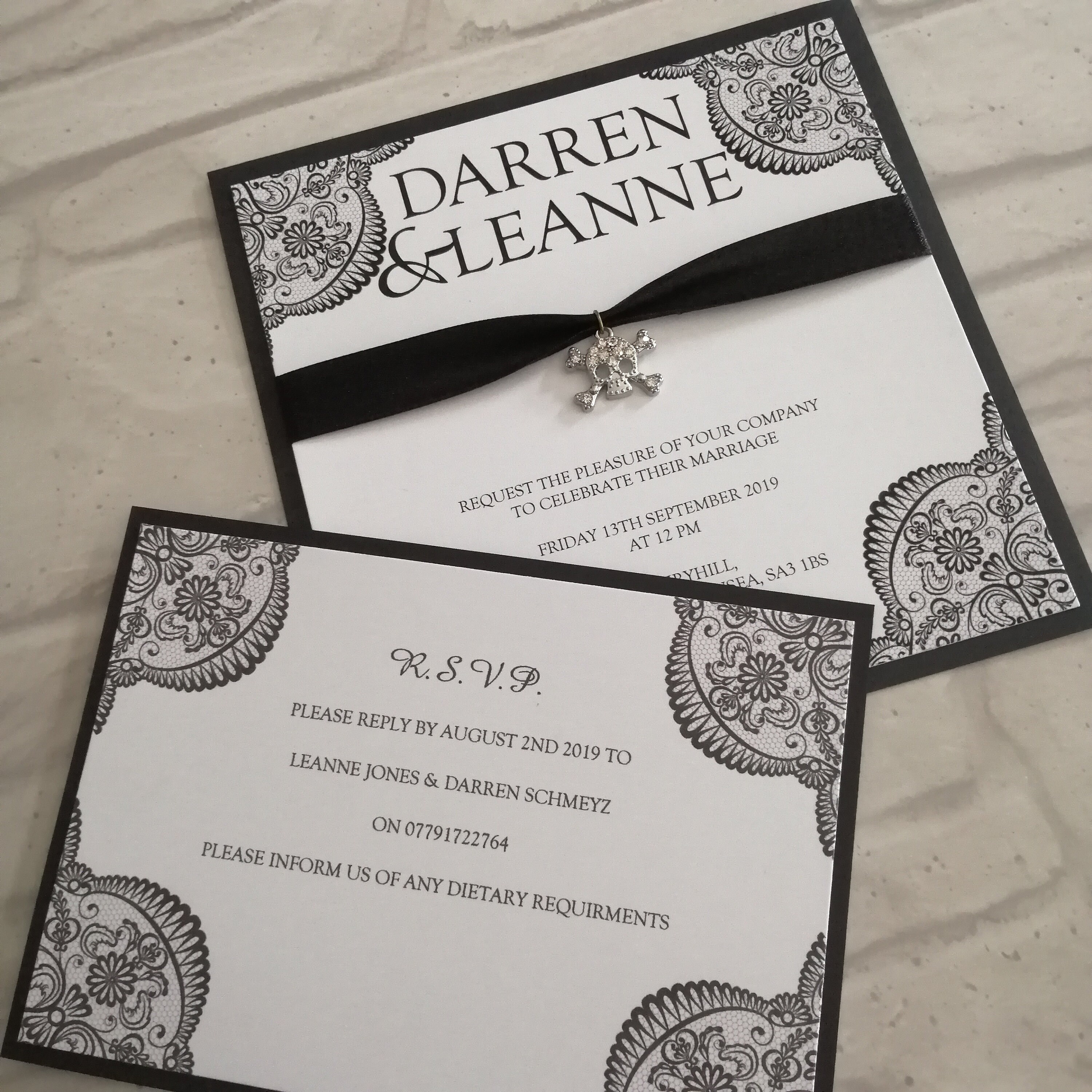 SAMPLE Gothic Wedding Invitations Diamante Skull & - Etsy