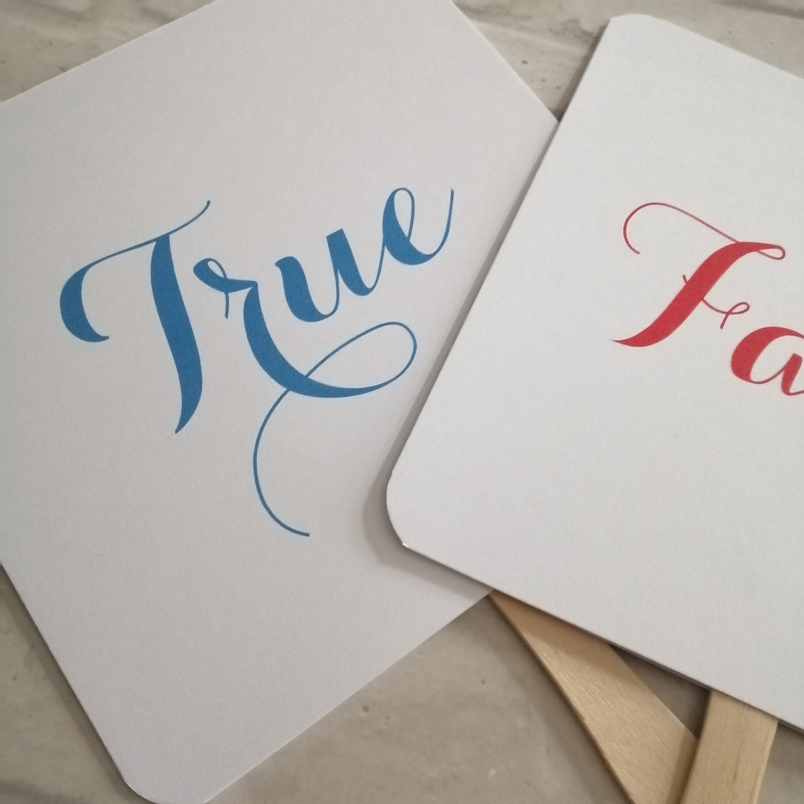 True or False Game Paddle Fan Royal Blue/ Red Fun Wedding | Etsy