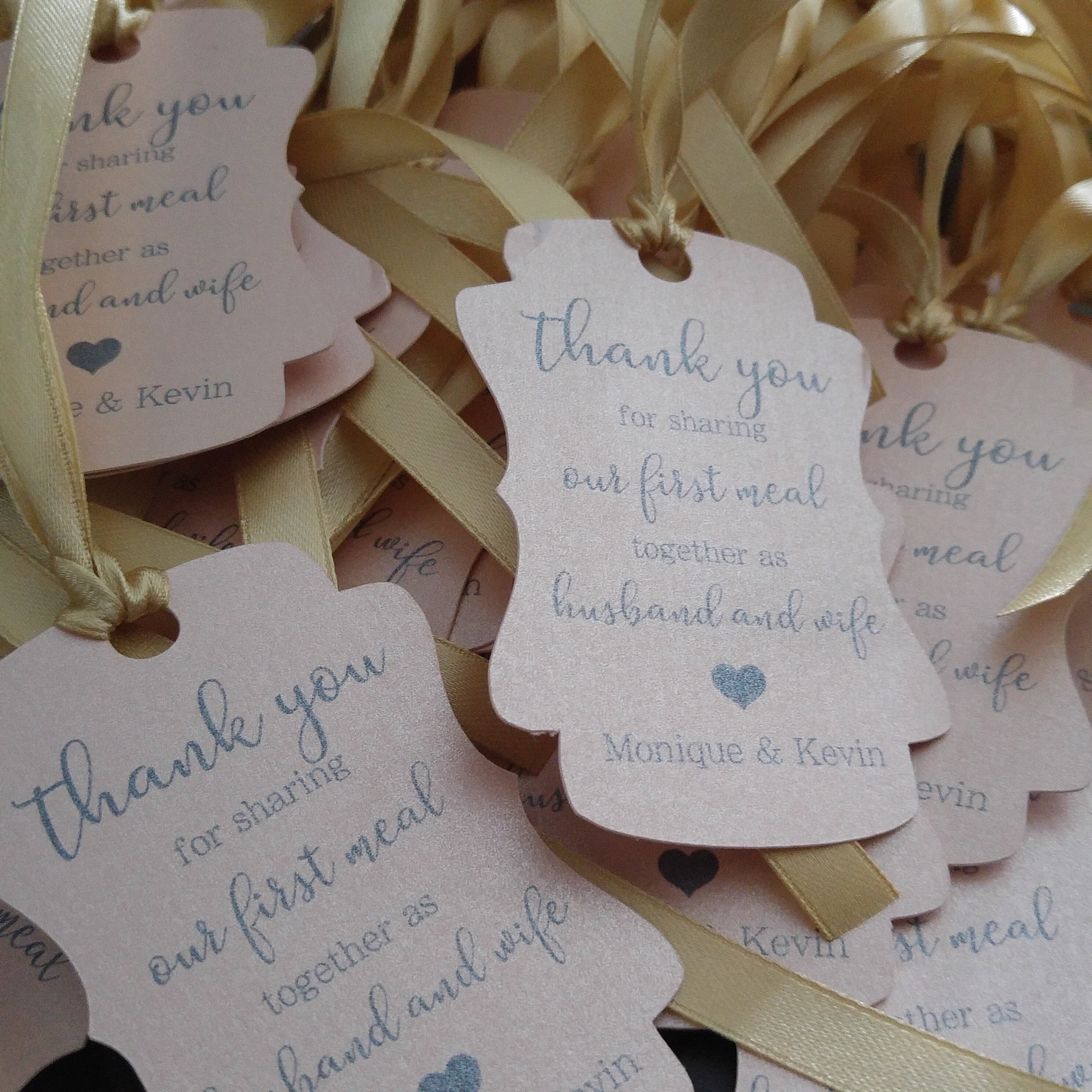 Thank You First Meal Dinner Table Tags Label/tickets With Ribbon - Etsy UK