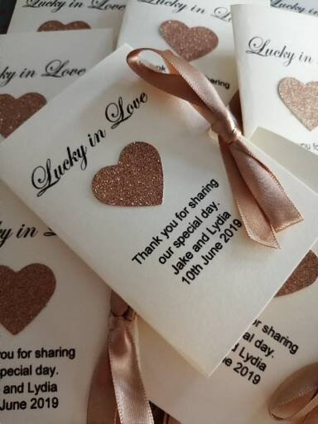 Wedding Scratch Card Holders Personalised Favour Cards Lucky in Love ...